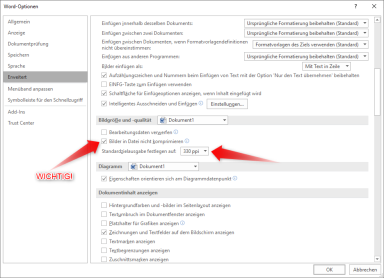 Einstellen der Bildauflösung in Word – Diplomarbeiten Shop